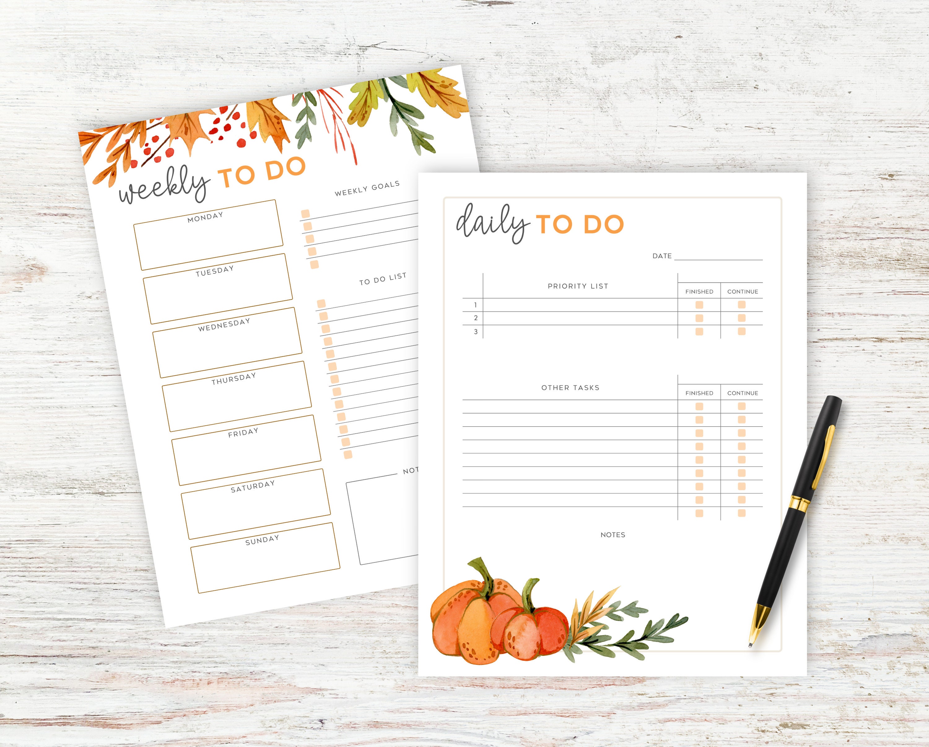 Fall to Do List, Fall Daily Planner, Autumn to Do List, Fall Weekly ...