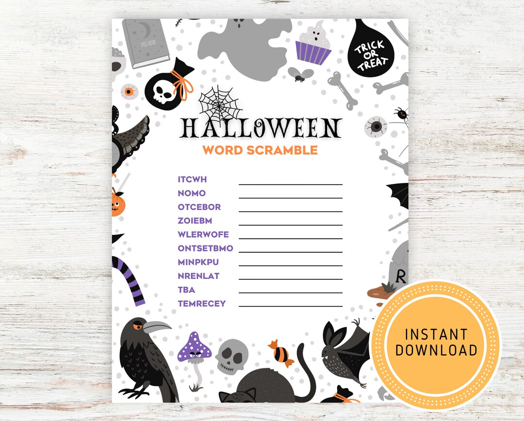 Halloween Word Scramble Game, Printable Halloween Games, Halloween ...