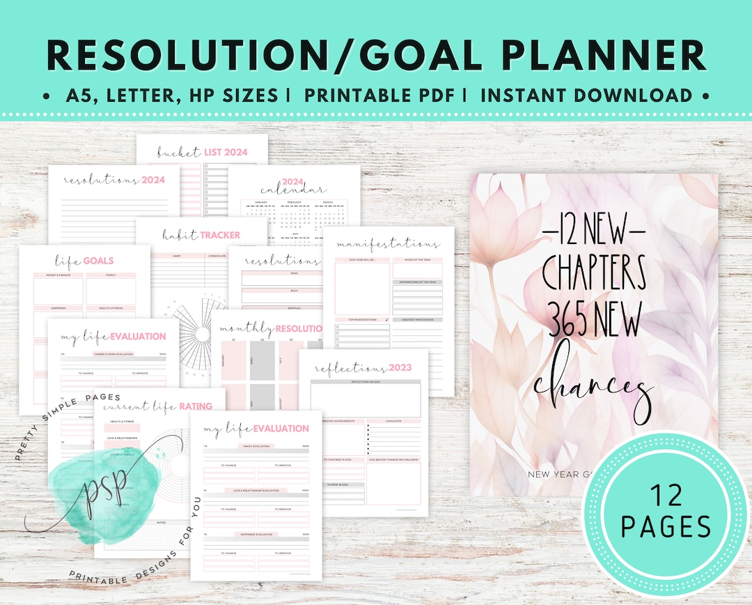 Goal Planner, New Year Resolution Printable, Goal Setting Planner, Goal ...