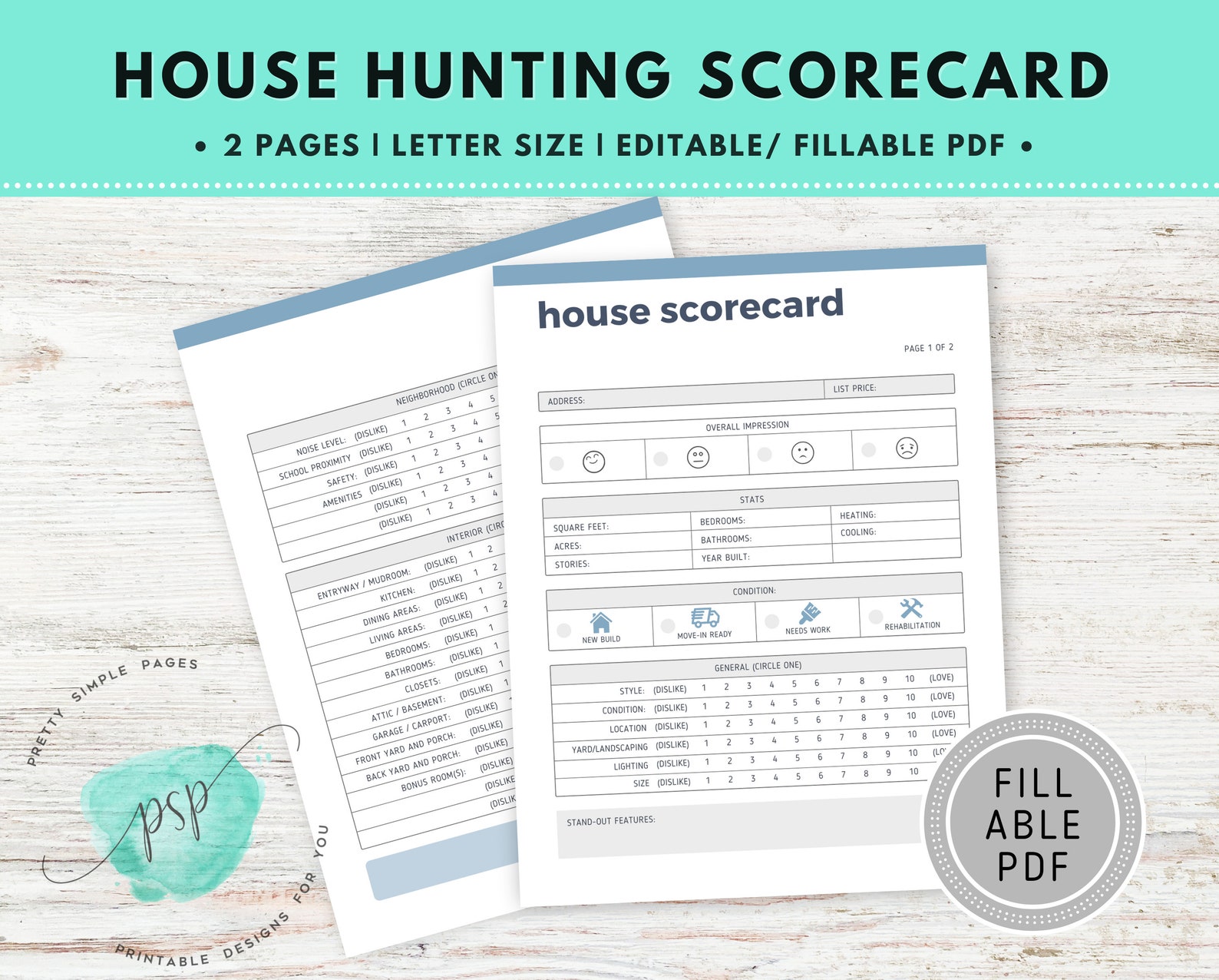 Editable House Hunting Checklist Scorecard, House Hunting Checklist ...