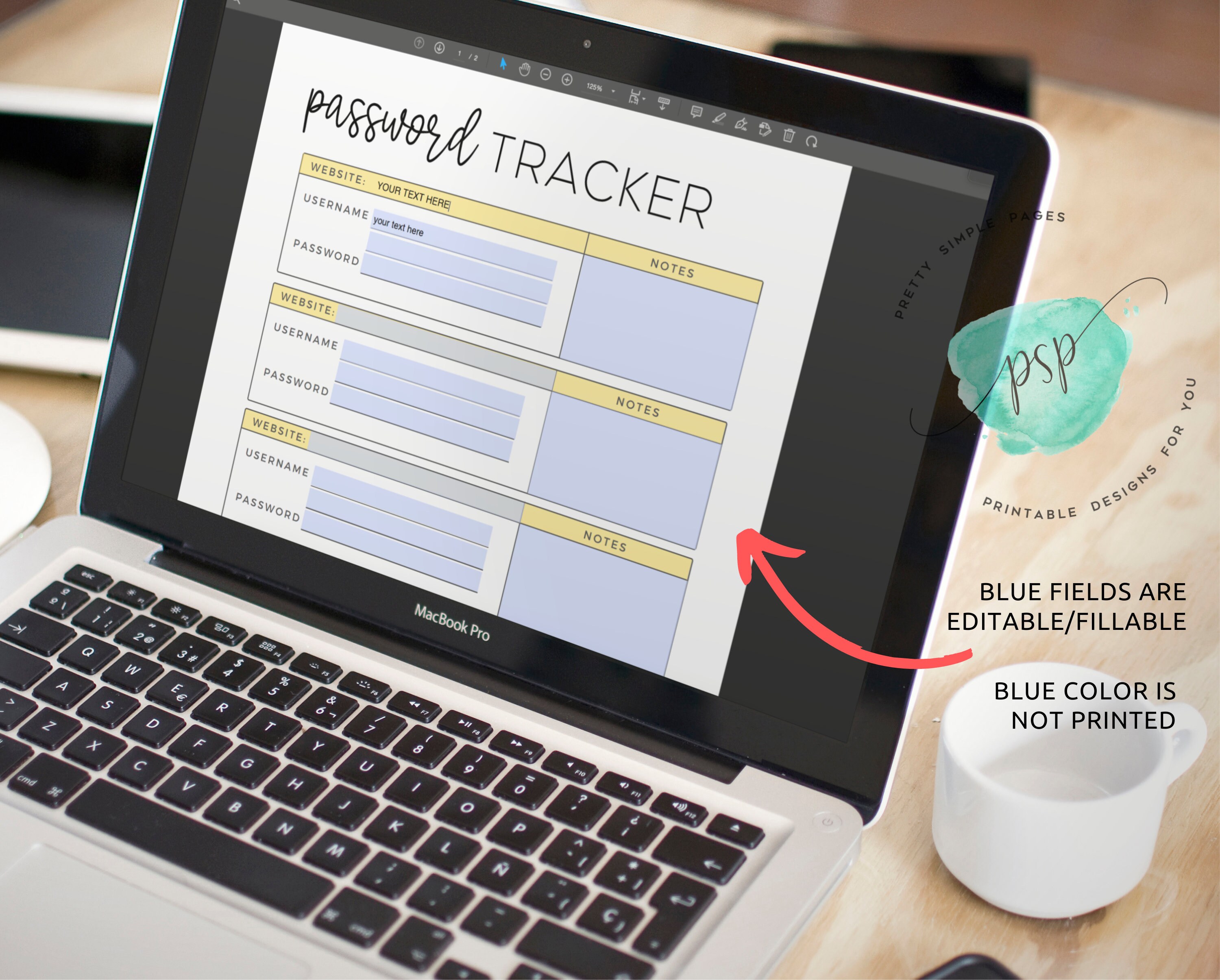 Editable Fillable Password Tracker Password Log Password - Etsy Canada
