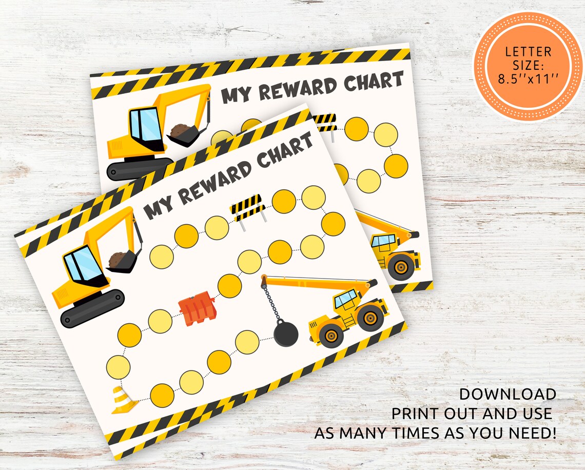 Construction Reward Chart Printable Reward Chart Potty - Etsy