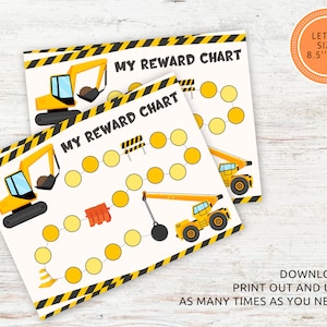 Construction Reward Chart, Printable Reward Chart, Potty Reward Chart ...