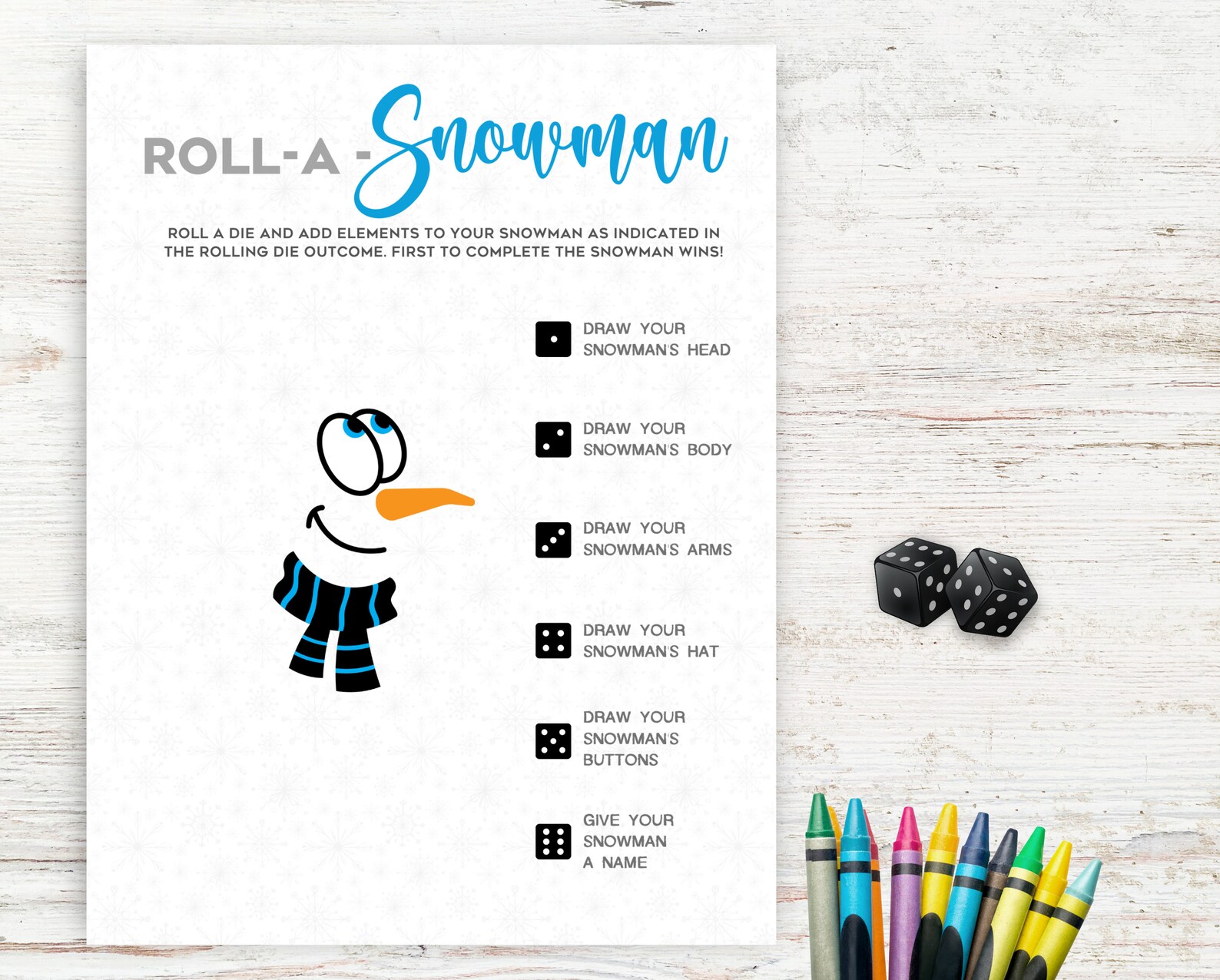 Holiday Dice Game Bundle, Roll A Tree Christmas Game, Roll A Snowman ...