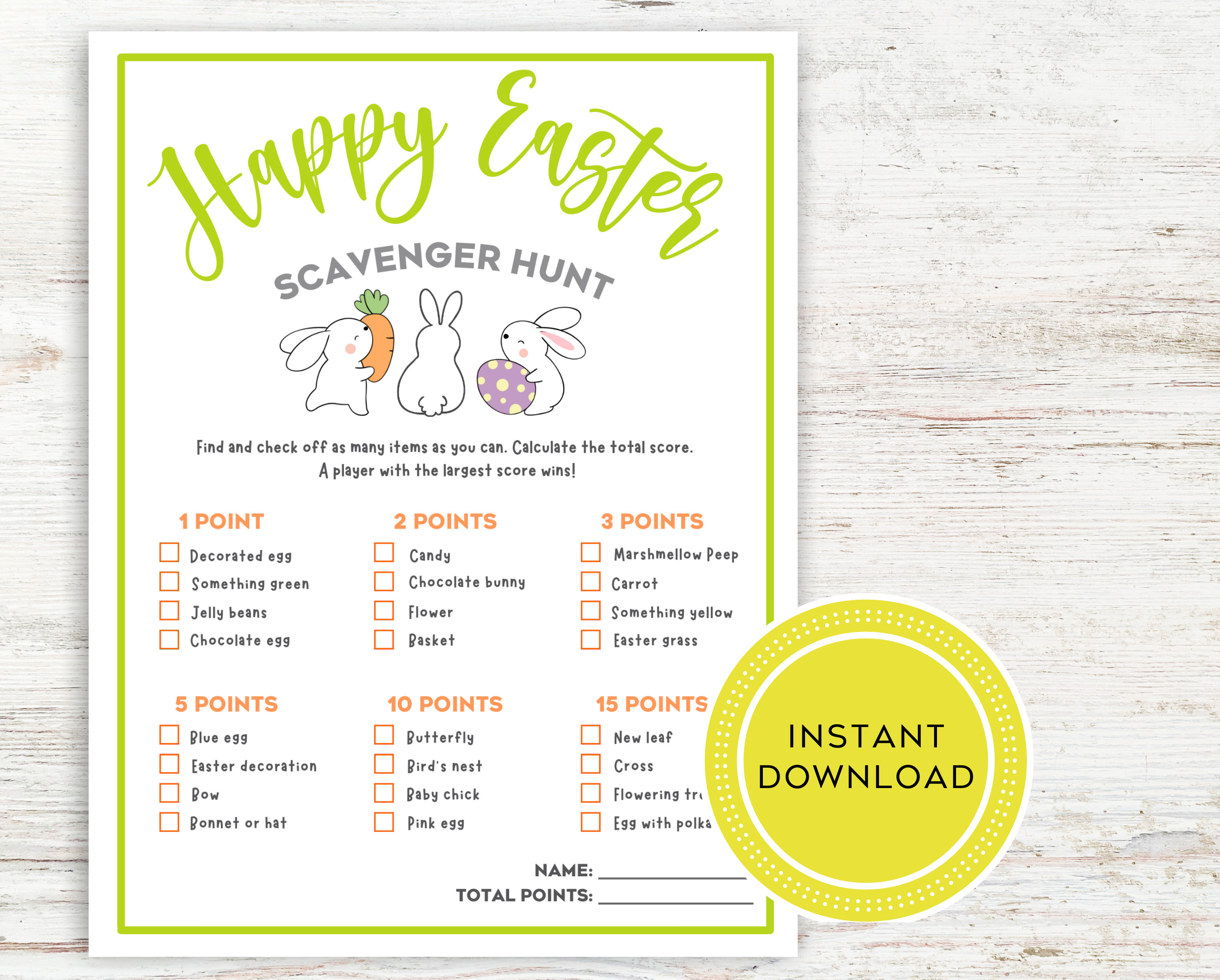 Easter Scavenger Hunt Game, Easter Games for Kids Printable, Easter ...