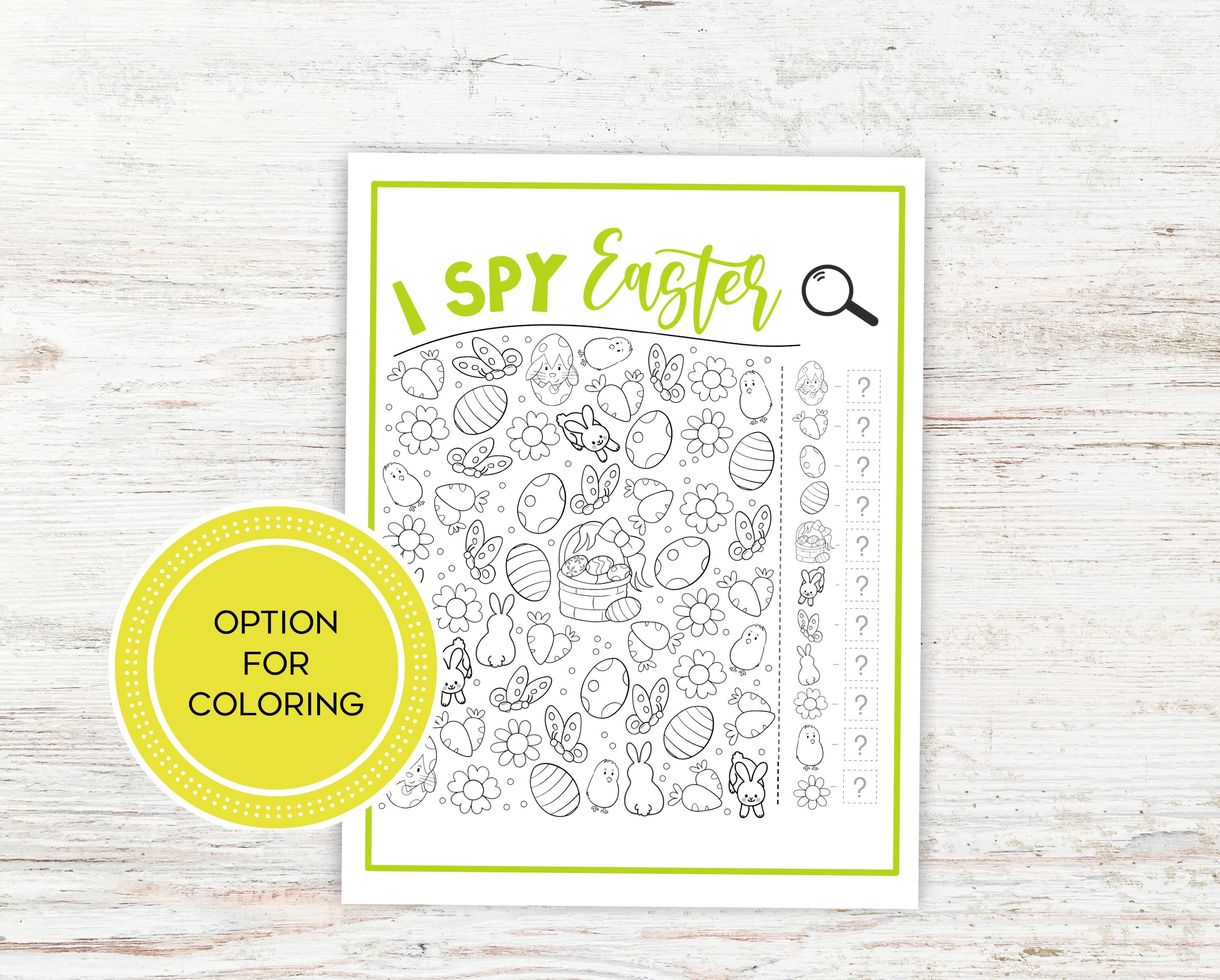 I Spy Easter, Easter Coloring Page, Easter Activities for Kids, I Spy ...