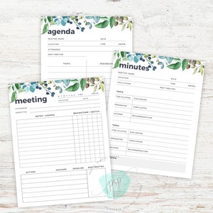 Floral Meeting Notes Template, Meeting Notes Printable, Meeting Minutes ...