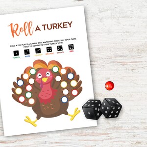 Thanksgiving Roll A Turkey, Thanksgiving Games for Kids, Thanksgiving ...