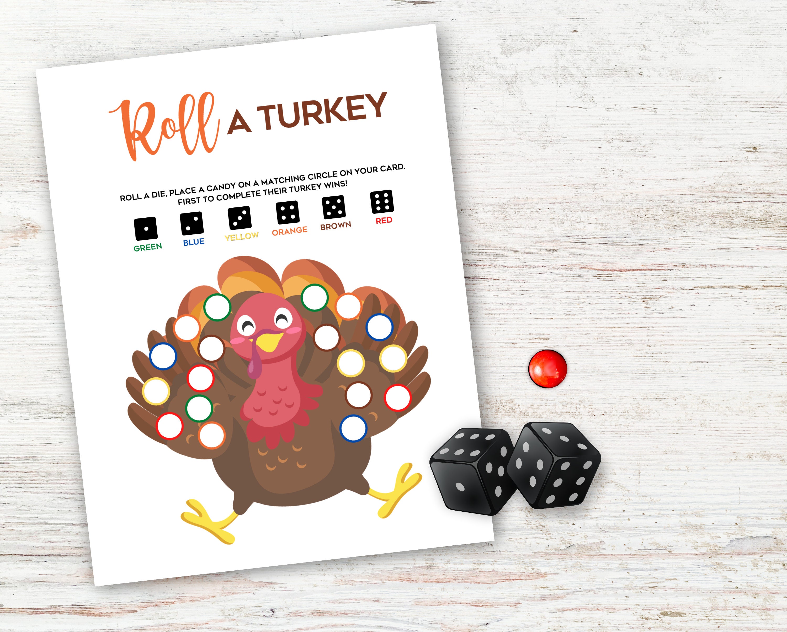 Thanksgiving Roll A Turkey, Thanksgiving Games for Kids, Thanksgiving ...