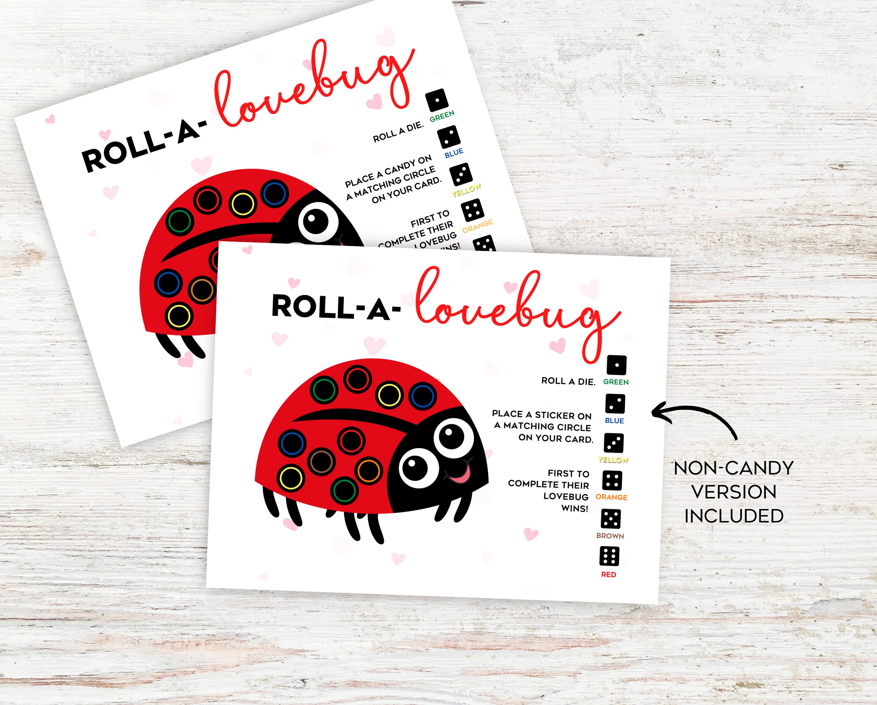 Roll A Lovebug, Roll A Heart, Printable Valentine's Games, Dice Games ...