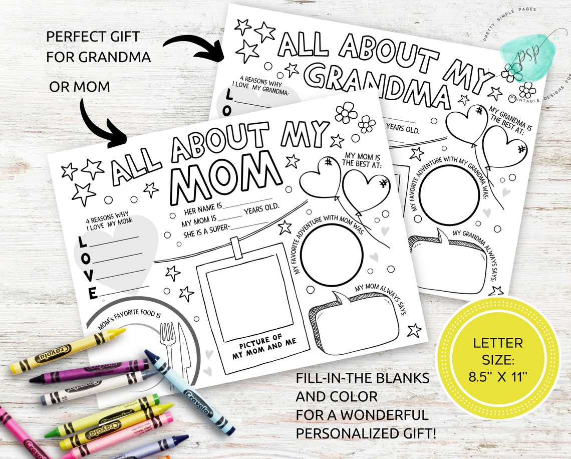 All About My Mom Printable, Mother's Day Craft, Mother's Day Coloring ...