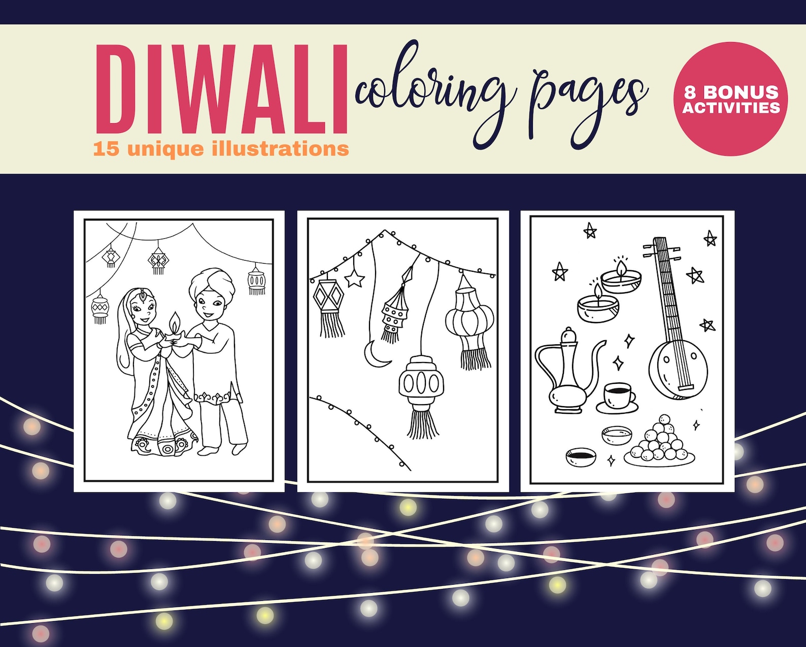 Diwali Coloring Pages, Diwali Gift for Kids, Diwali Craft, Diwali ...