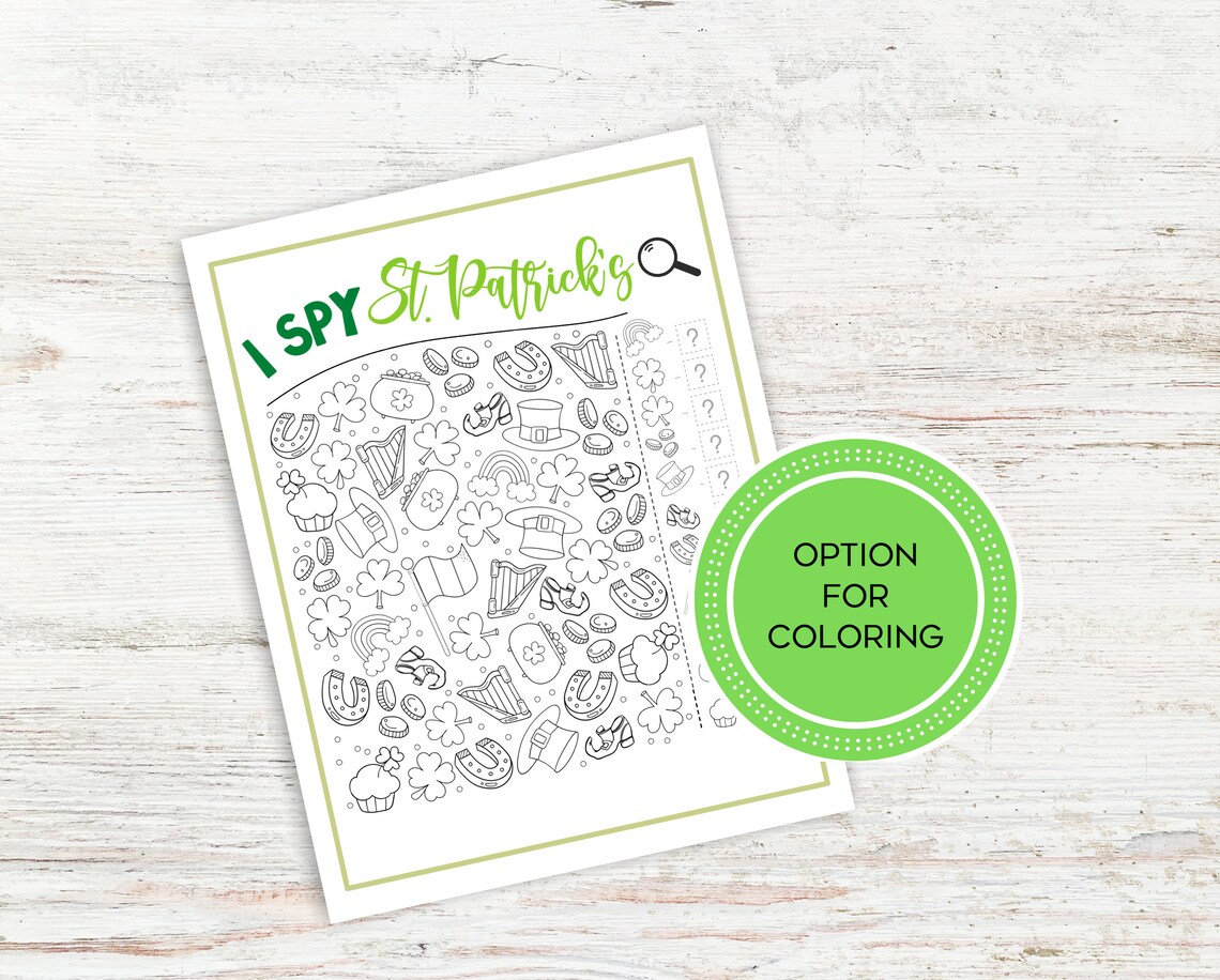 I Spy St Patrick's Day, Saint Patrick's Coloring Page, St Patrick's Day ...