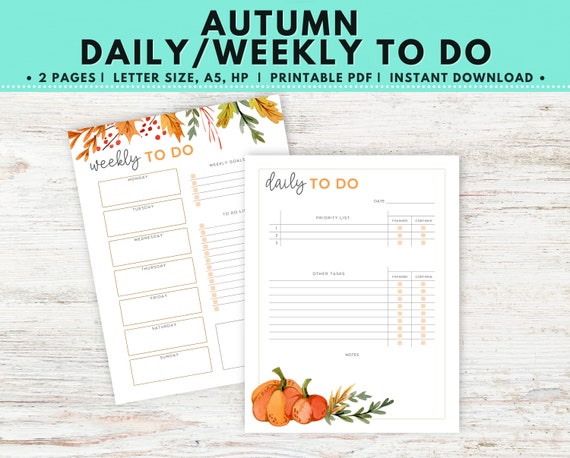 Fall to Do List Fall Daily Planner Autumn to Do List Fall | Etsy