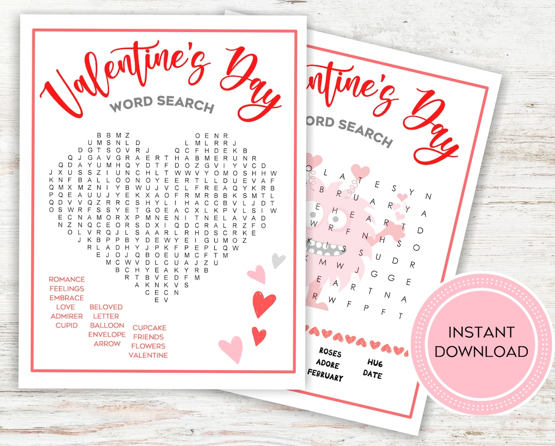 Valentine's Day Word Search, Valentine's Activities Printable ...