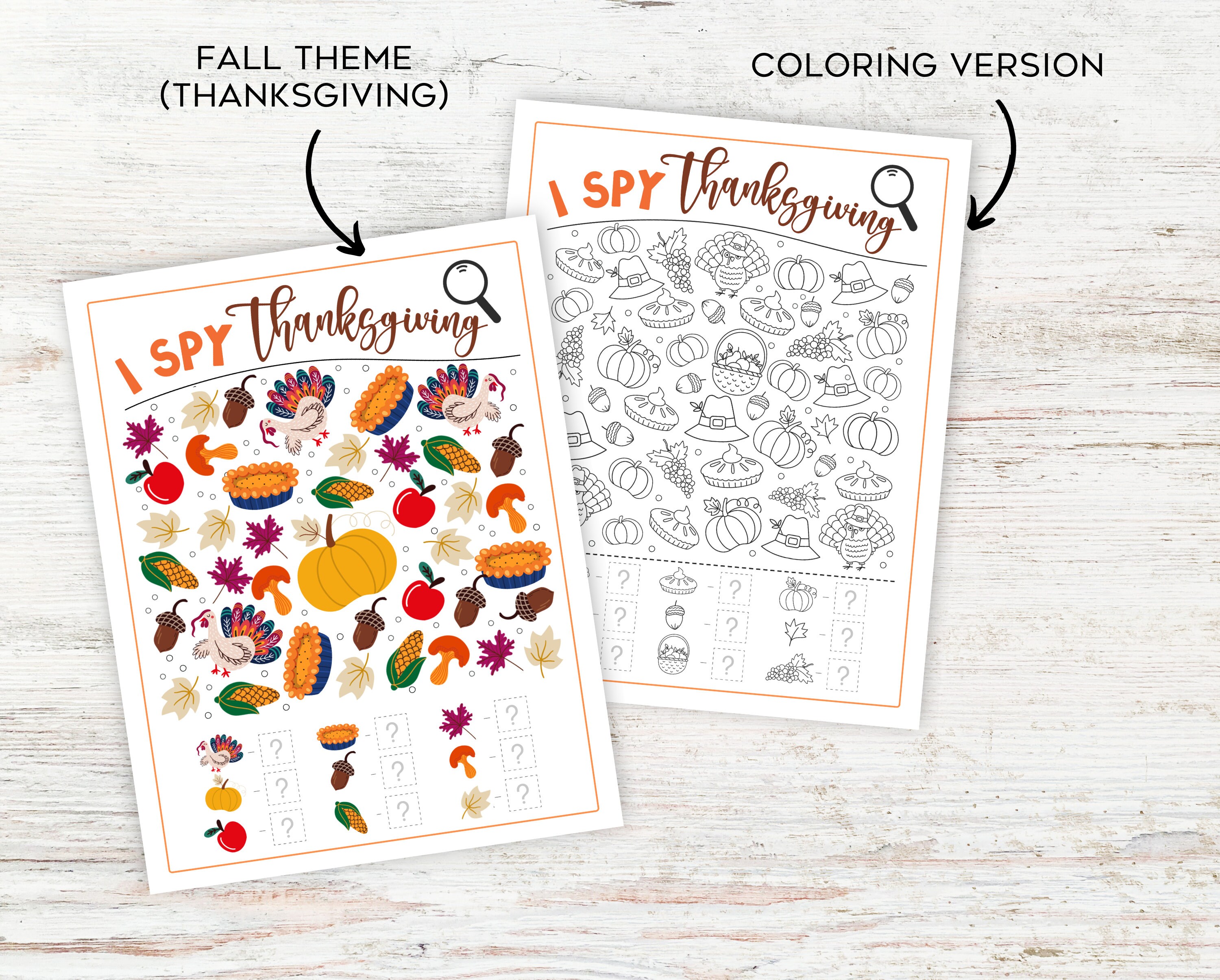 I Spy Thanksgiving Printable, Thanksgiving Games for Kids, Thanksgiving ...