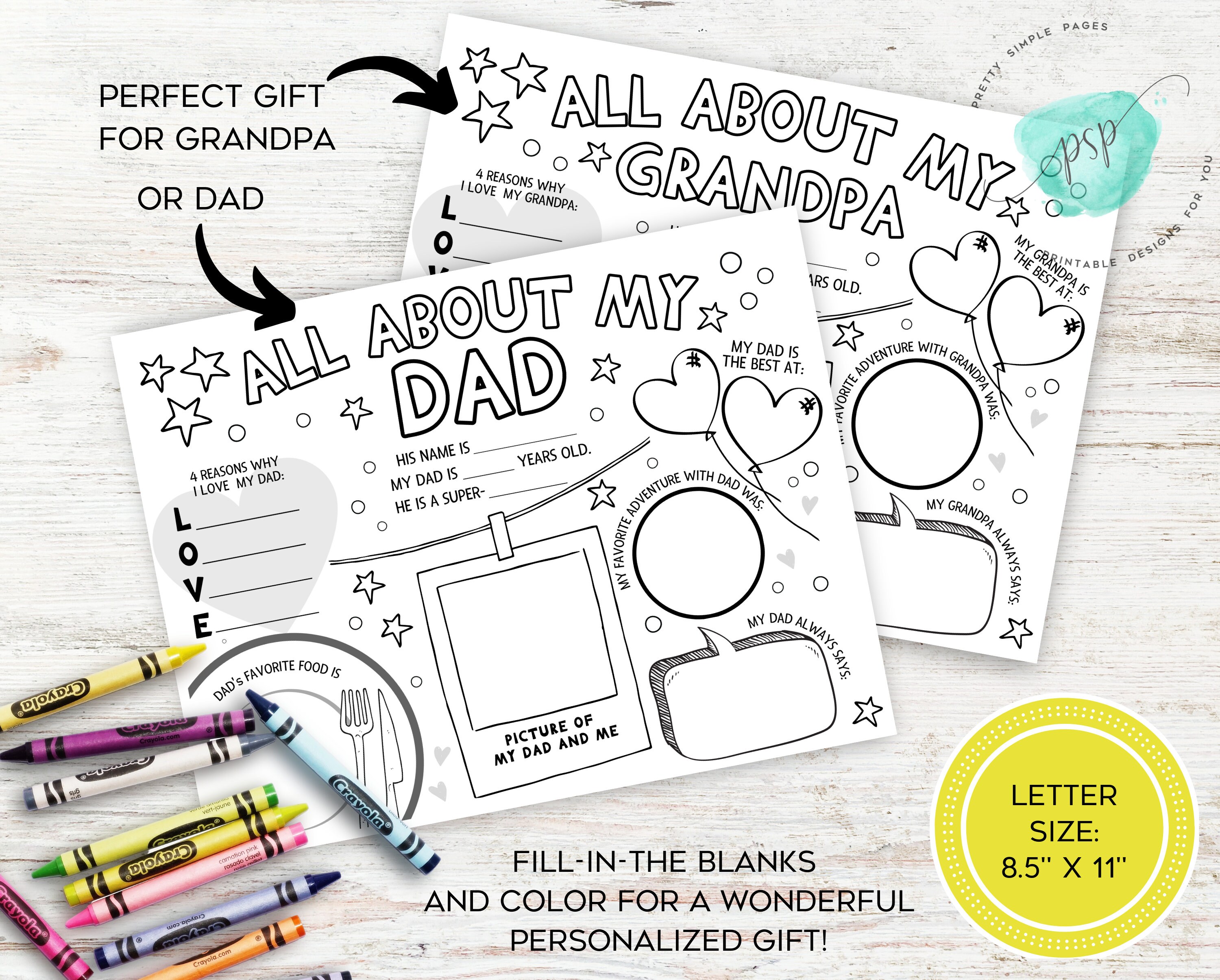 All About My Dad Printable Father's Day Coloring Page - Etsy
