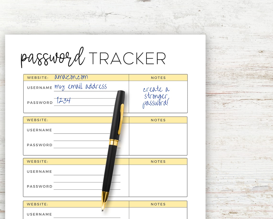 Editable Fillable Password Tracker Password Log Password | Etsy Canada