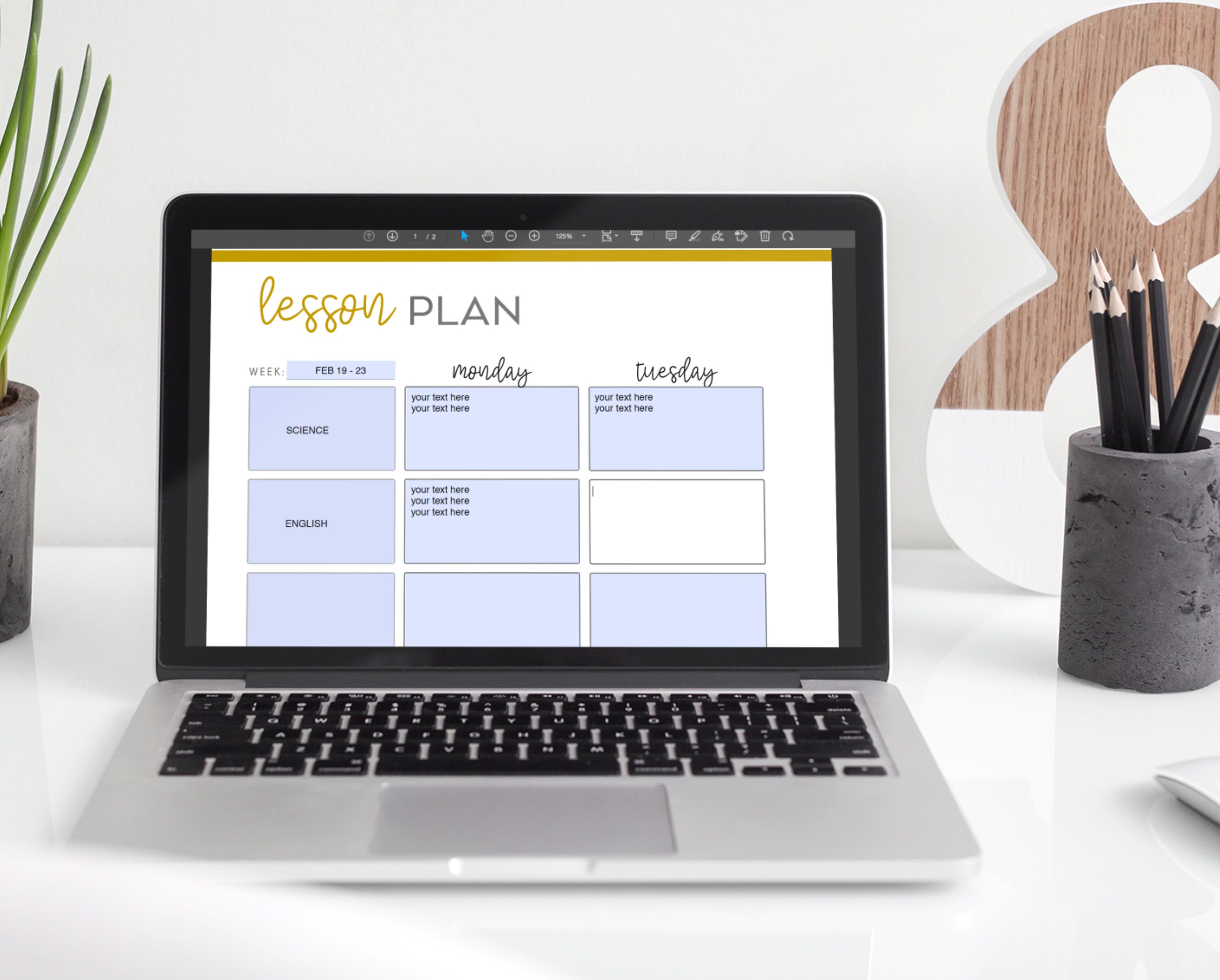 Editable Lesson Plan Fillable PDF, Editable Lesson Planner, Teaching ...