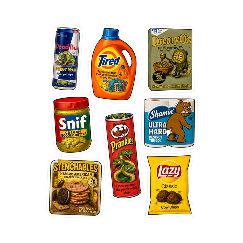 Wacky Retro Parody Stickers Funny 70s Inspired Vinyl Decals for Laptops ...