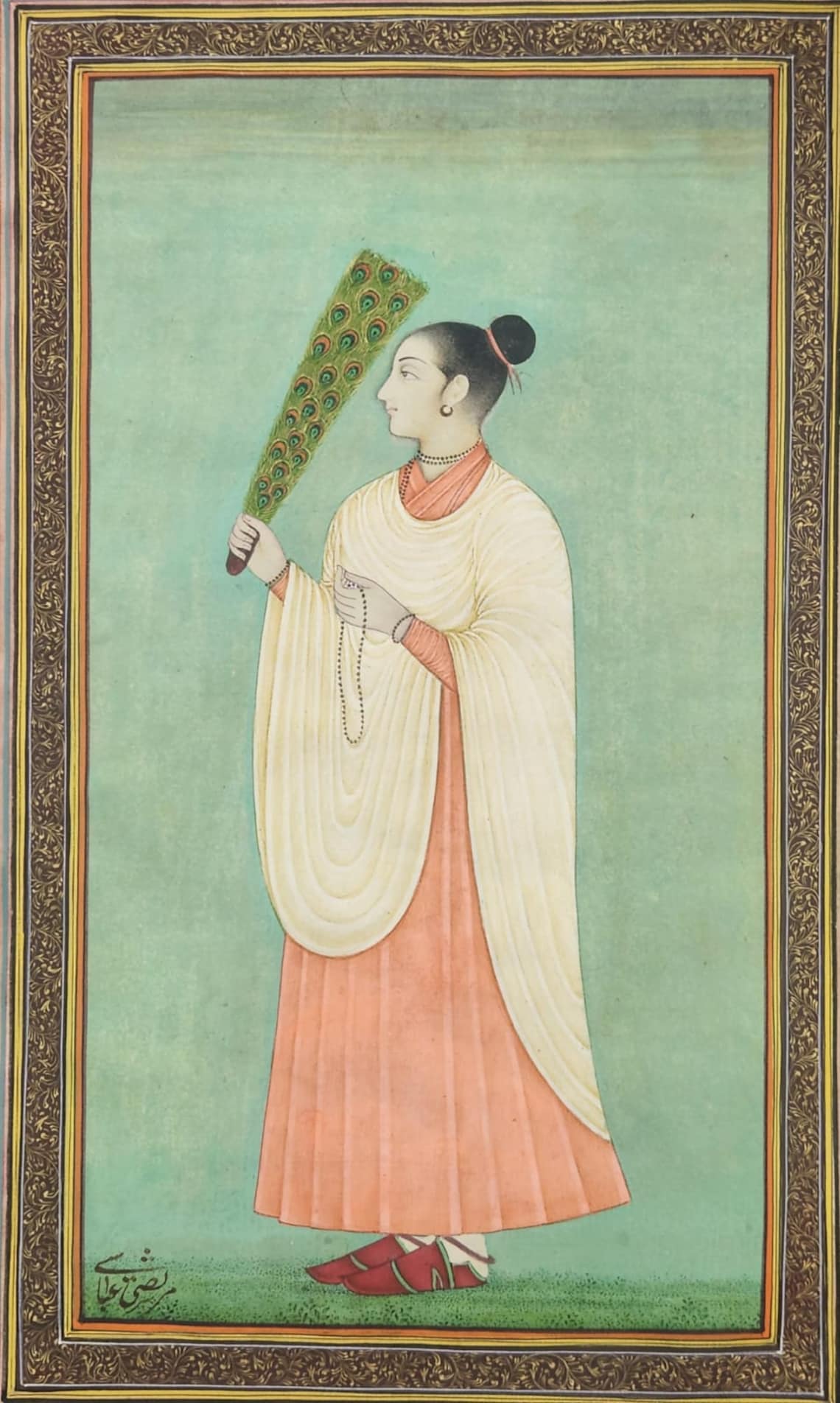 Antique Islamic Handmade Mughal Painting Depecting Sufi Having Mughal ...