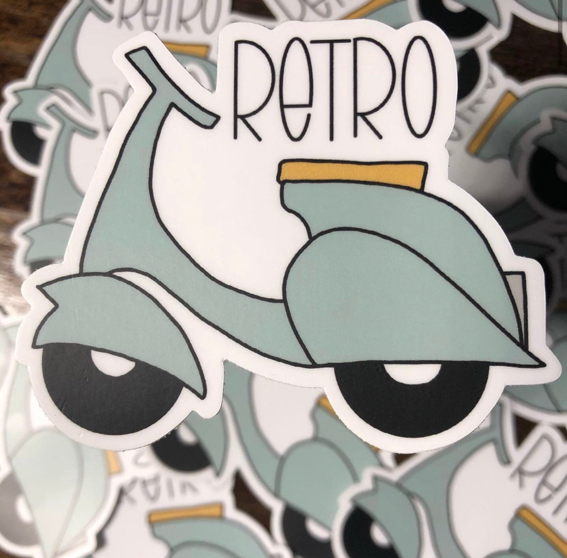 Retro Moped Sticker | Etsy