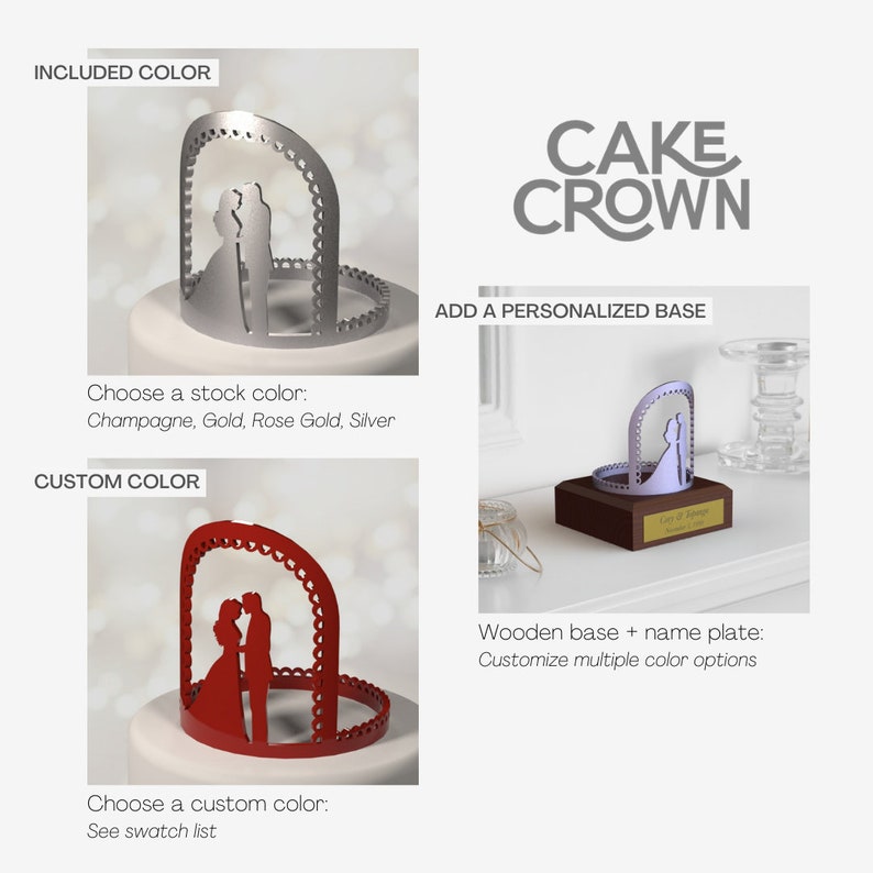 Wrapped Ribbon Wedding Arch Cake Topper Custom Painted and | Etsy