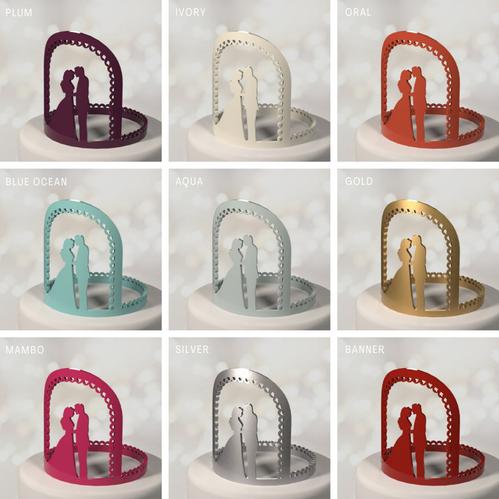 Wrapped Ribbon Wedding Arch Cake Topper Custom Painted and | Etsy