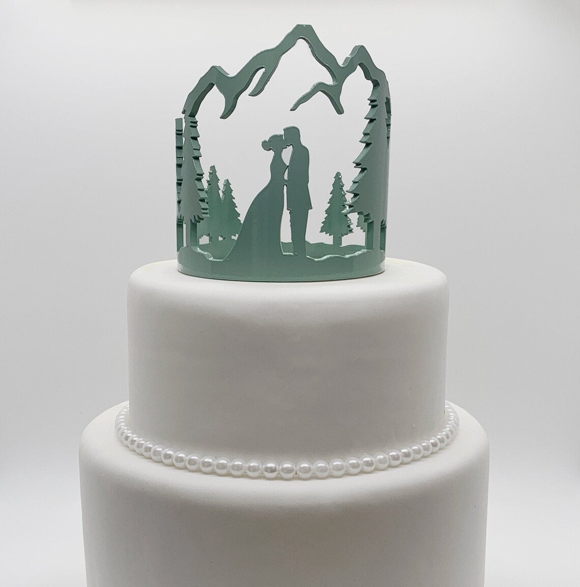 Mountain Wedding Cake Topper Custom Painted and Engraved | Etsy