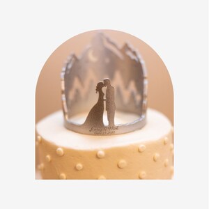 Mountain Stargazing Night Sky Wedding Cake Topper | Custom Painted and ...