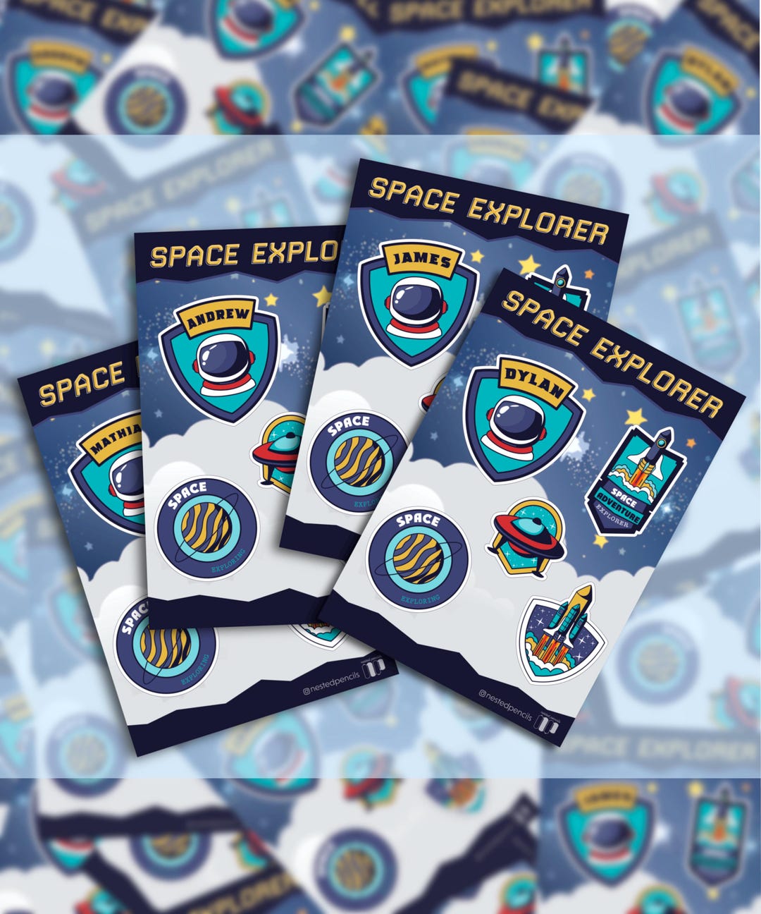 Personalized Outer Space Sticker Sheets | Birthday Party Favor Sticker ...