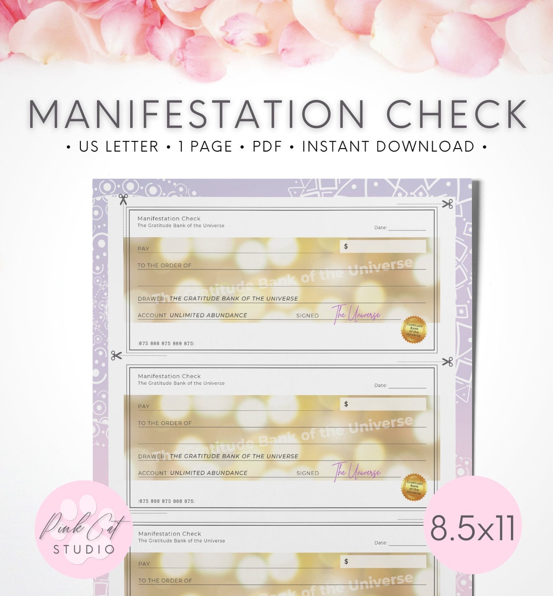 Cheques de manifestación de dinero Diseño de mandala morado Descarga ...