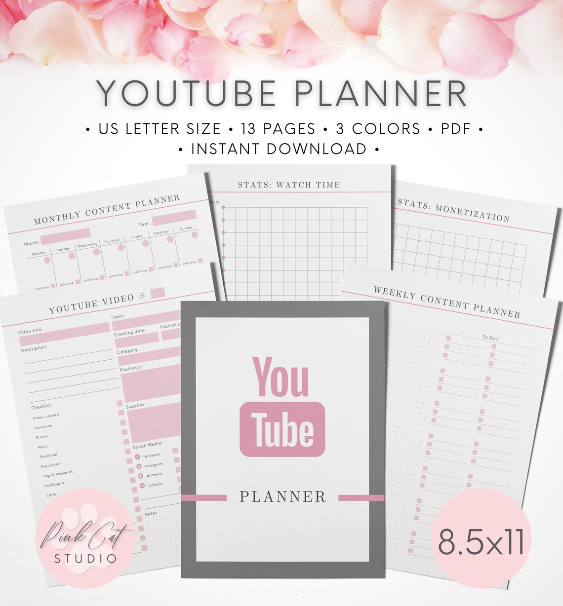 Youtube Planner Youtube Channel Planner Video Planner - Etsy