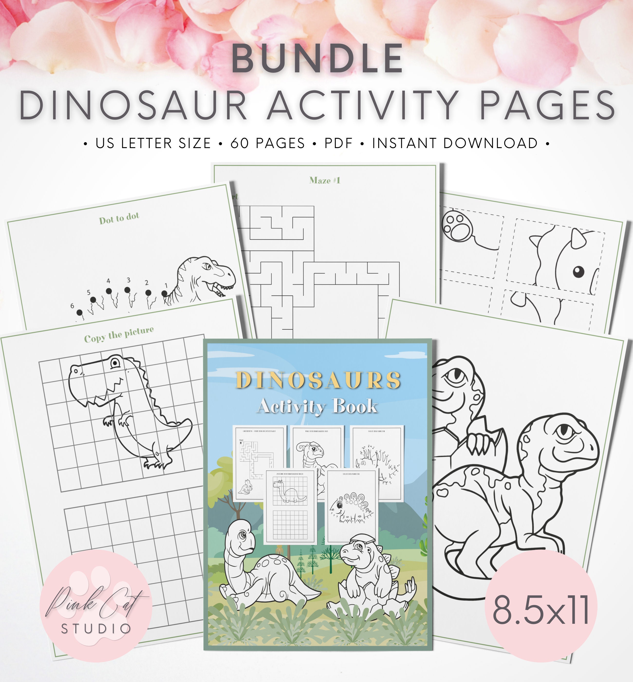 Dinosaur Theme Fun Activity Book Bundle for Kids & Toddlers - Etsy