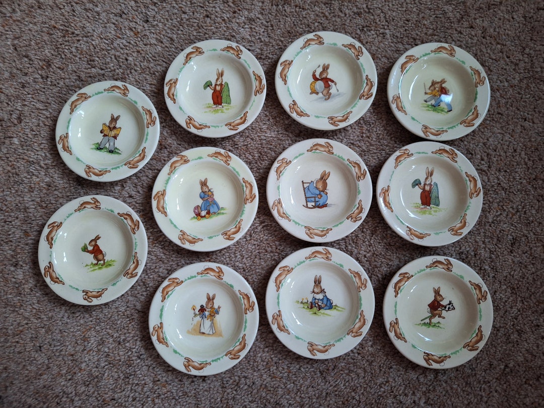Set of 11 MINIATURE Bunnykins Plates/saucers Various Designs - Etsy
