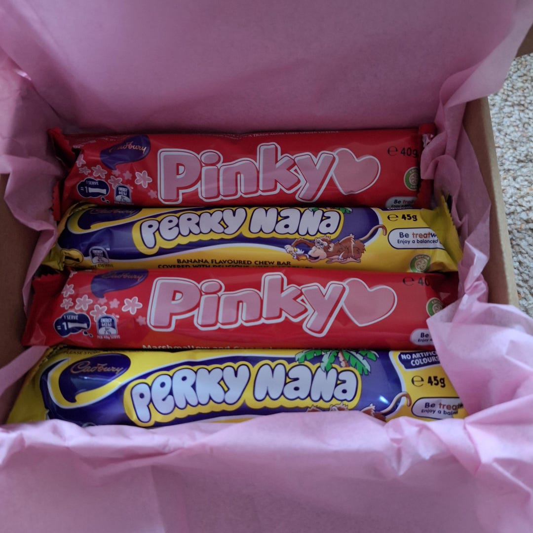 Cadbury Pinky and Perky Nana Chocolate Bar Box With 4 Bars Australia ...