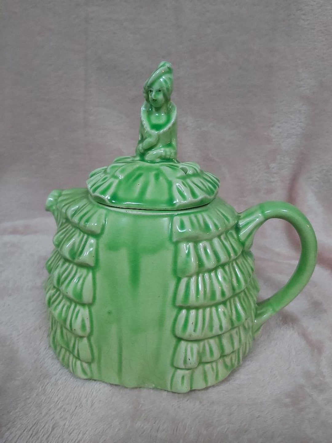 Sadler Vintage Antique Tea Pot Ye Daintee Laydee Lady Crinoline Green ...