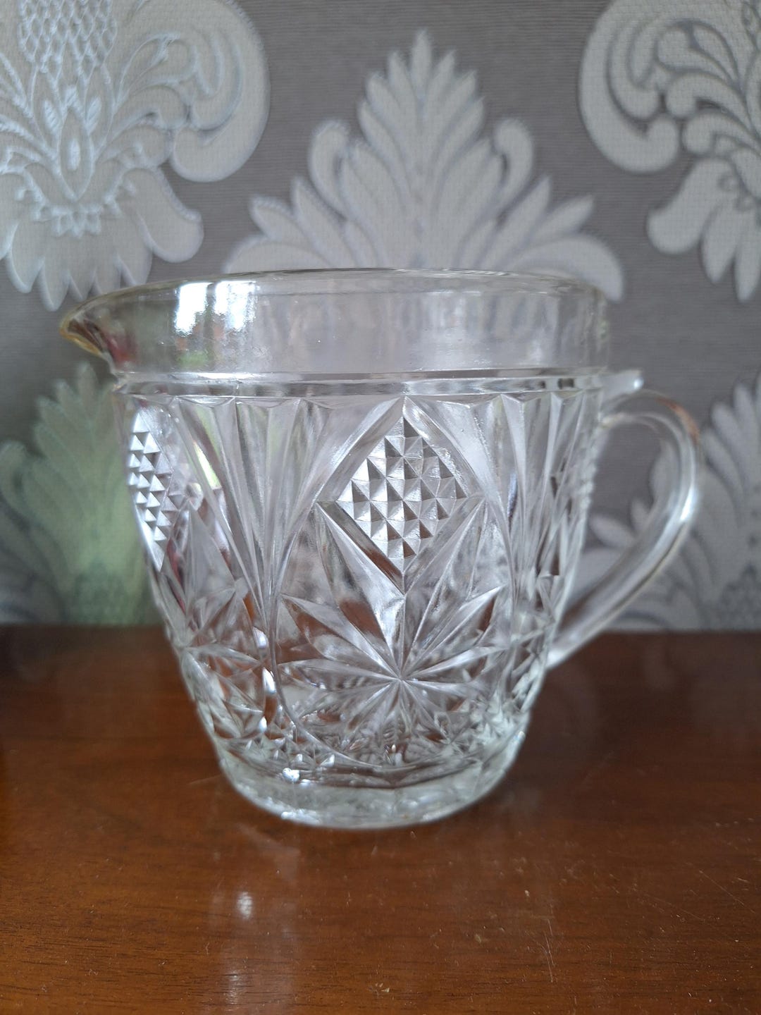 Large Vintage Glass Jug - Custard / Cream - Etsy