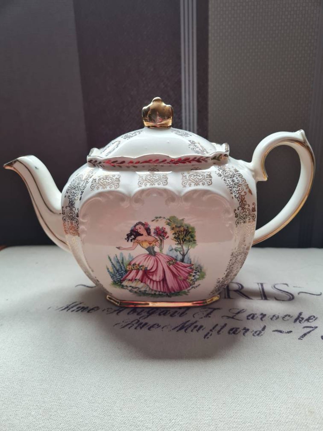 Sadler Cube Teapot Dainty Miss - Etsy