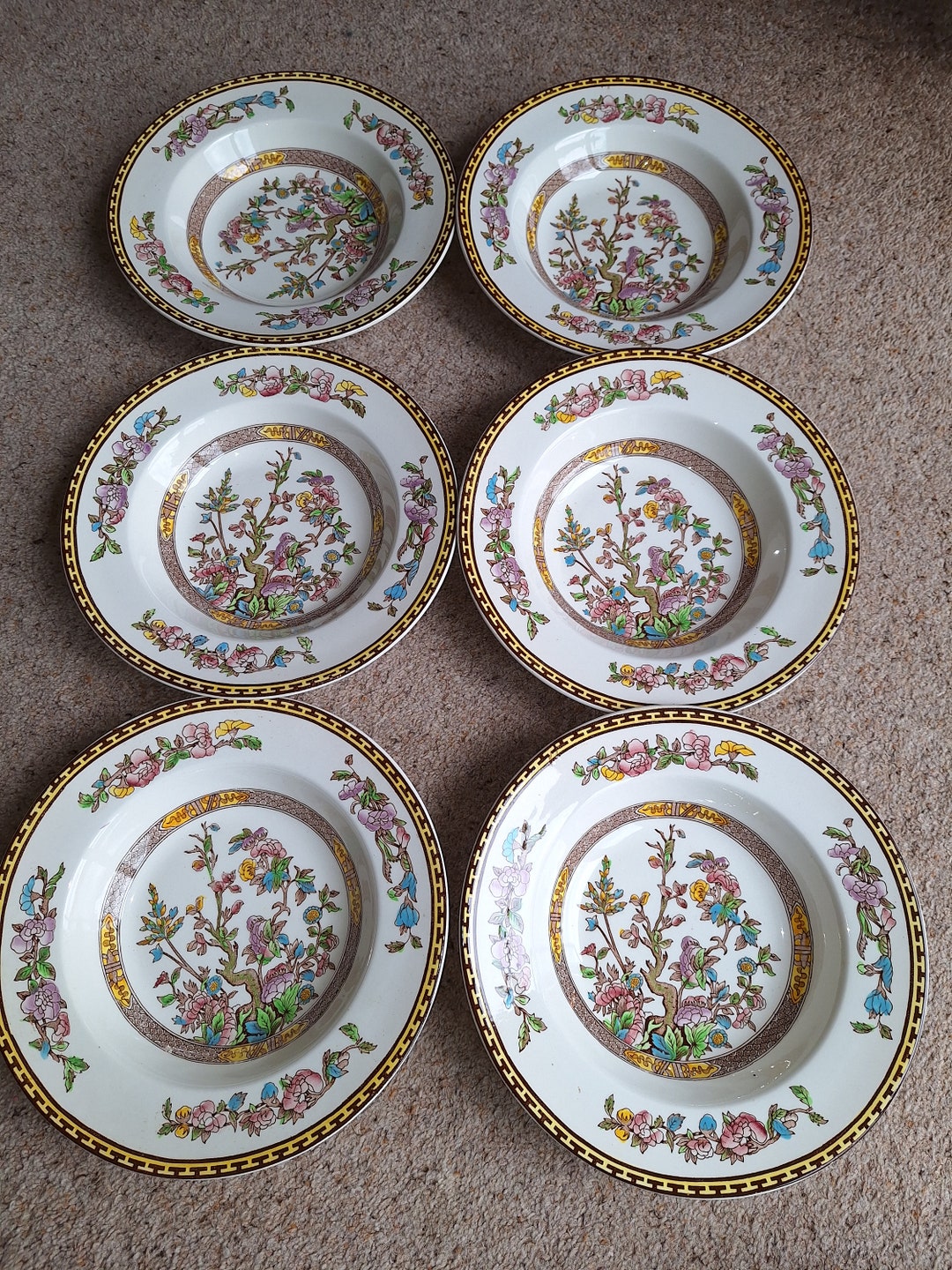 Vintage Washington Indian Tree Bowls / Dishes X 6 - Etsy