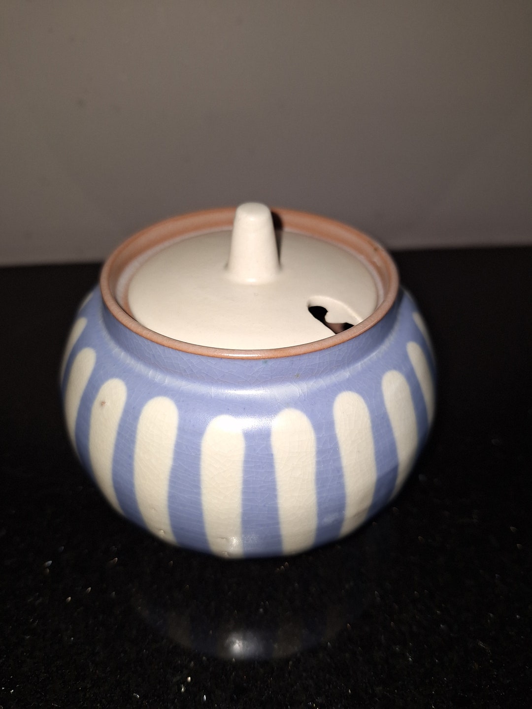 Pottery Blue and Cream Preserve Jar - Etsy