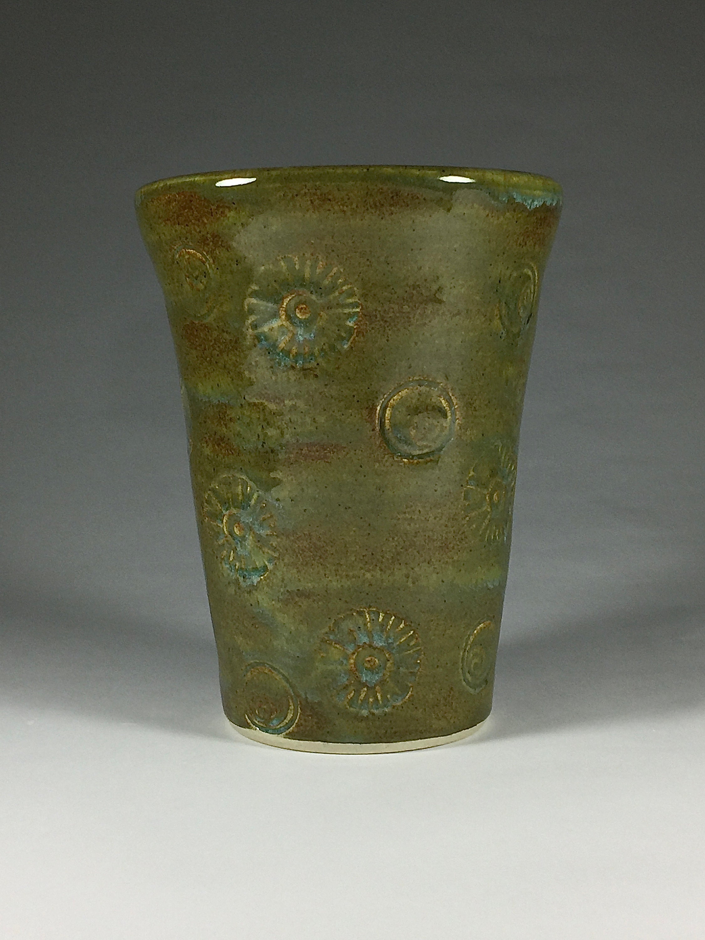 Handmade Olive Green Pottery Vase: Embossed Floral Ceramic Decor - Etsy