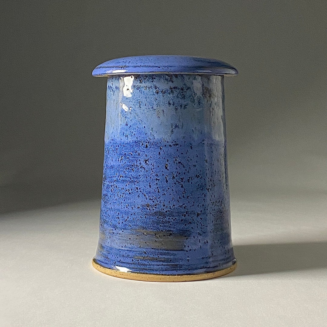 Jar With Lid Two Toned Blue Handmade Pottery Lidded Jar Ceramic ...