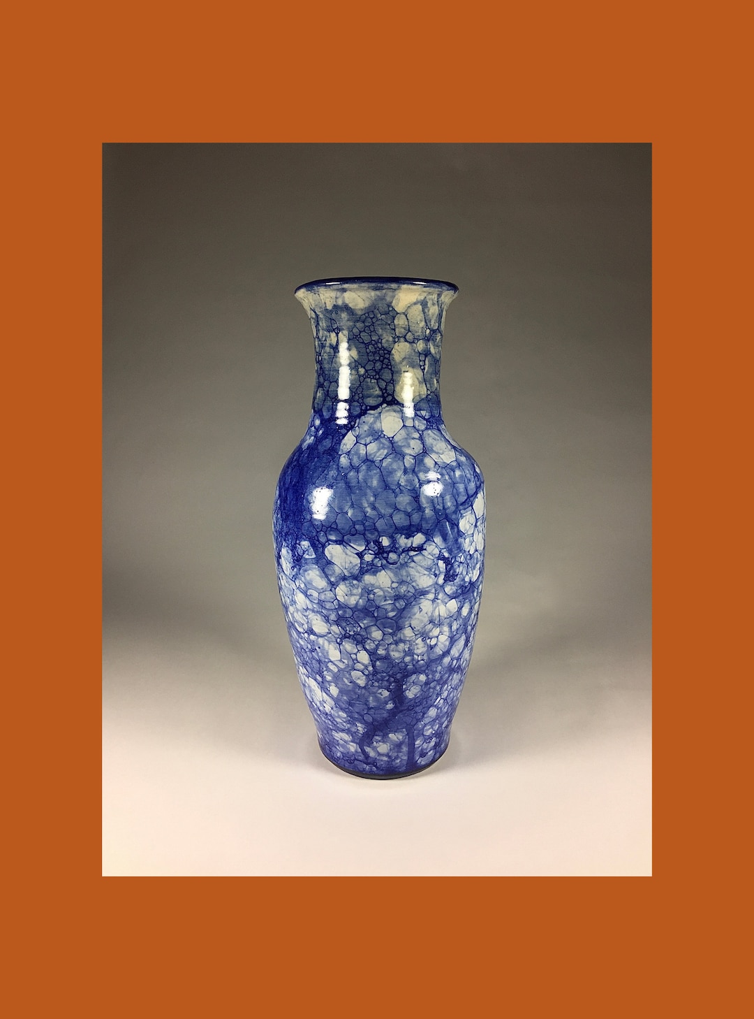 Handmade Tall Blue Vase: Bubble Glazed Ceramic Pottery - Etsy