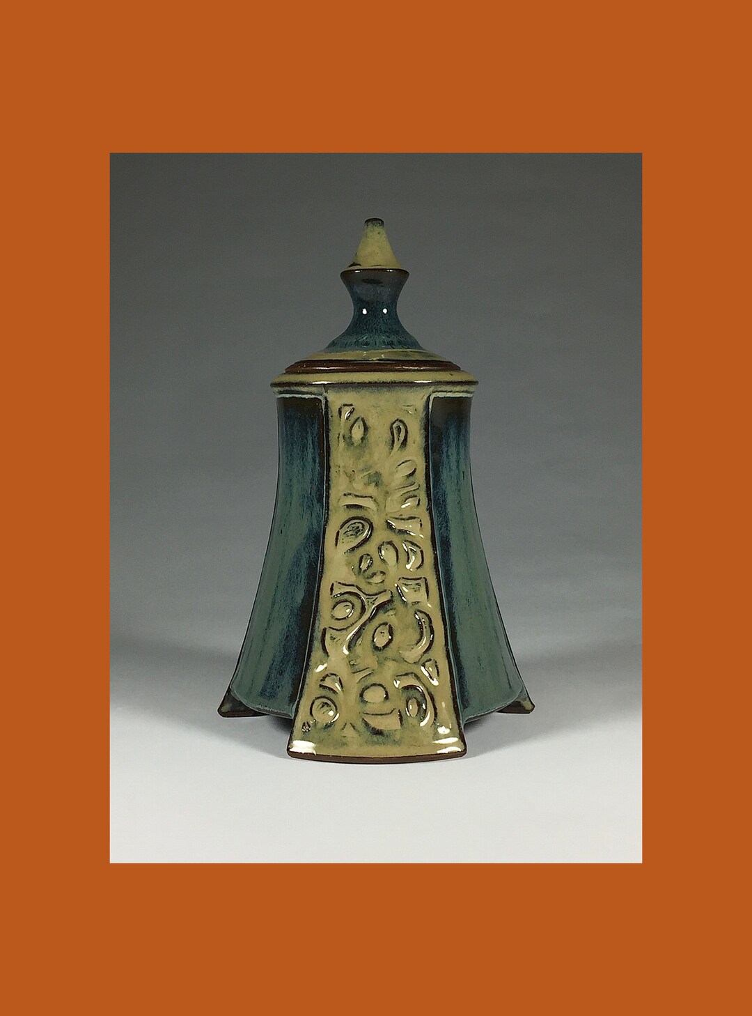 Stoneware Jar With Lid Handmade Ceramic Reliquary Hand Carved Pottery ...