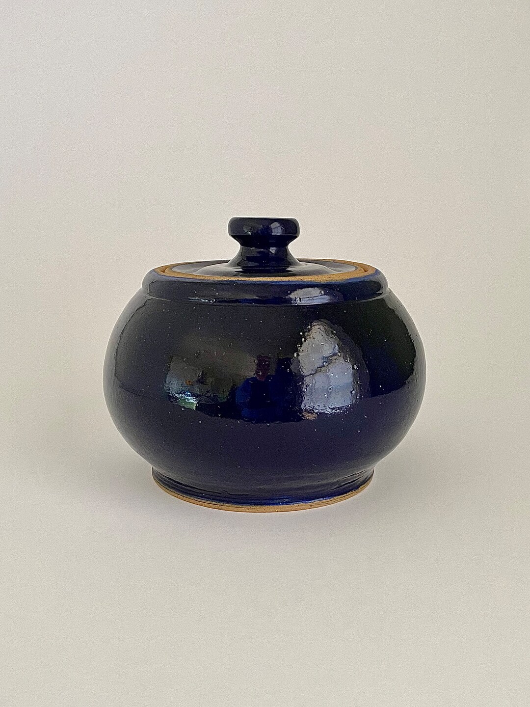 Jar With Lid Cobalt Blue Handmade Pottery Jar Ceramic Countertop ...