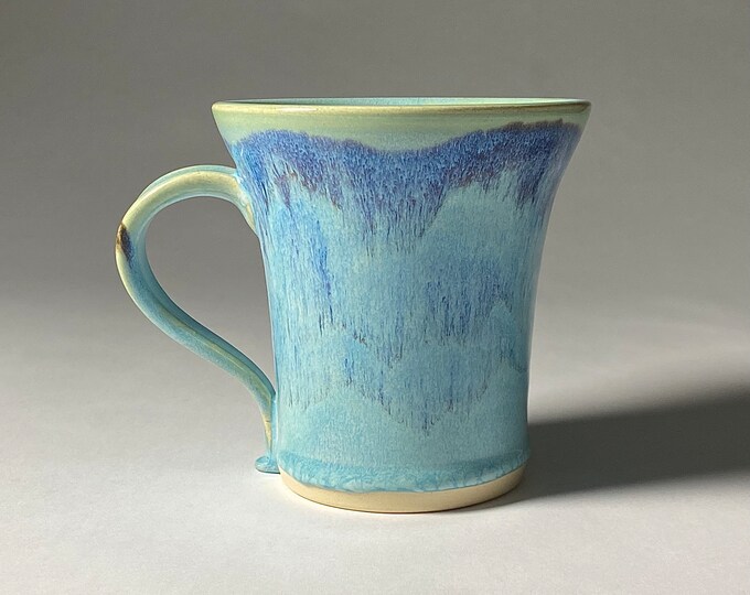 Large Ceramic Mug Aqua Purple Blue Handmade Stoneware Pottery 16 Oz ...