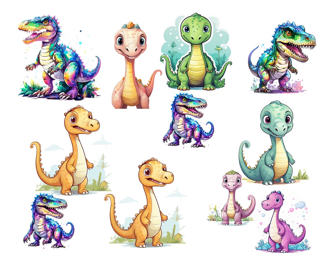 35 Cute Dinosaur Digital Clip Art Pieces Dinosaur Clipart, Watercolor ...