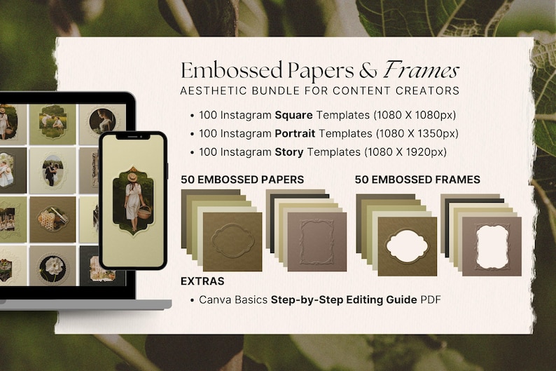 Embossed Paper Frames Canva Templates, Luxury Paper Backgrounds ...