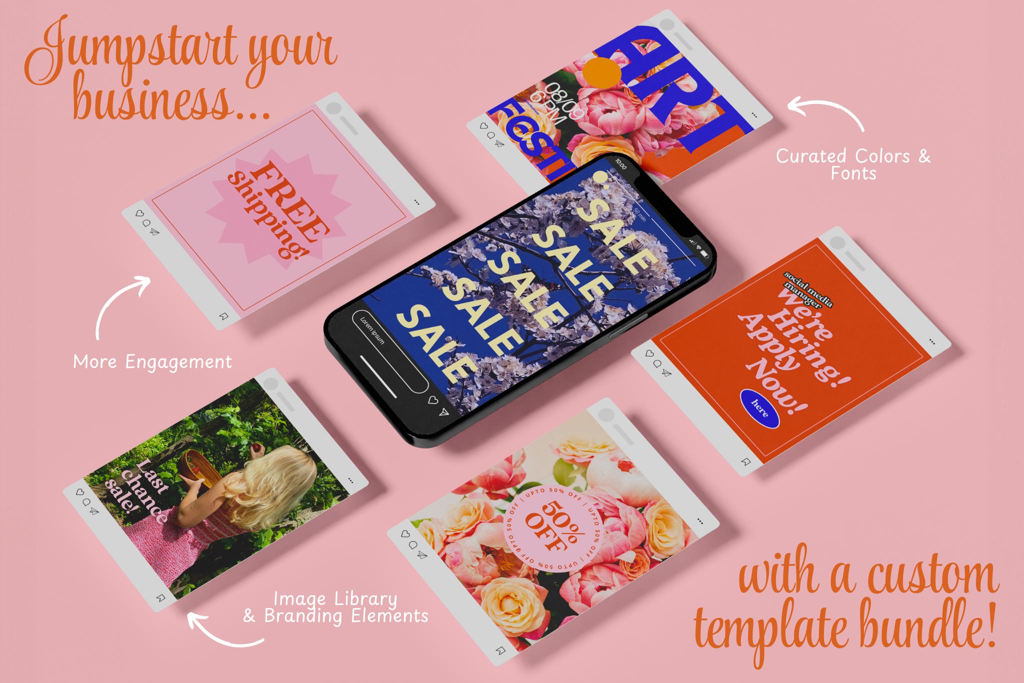 Custom Social Media Template Bundle, Canva Instagram Templates ...